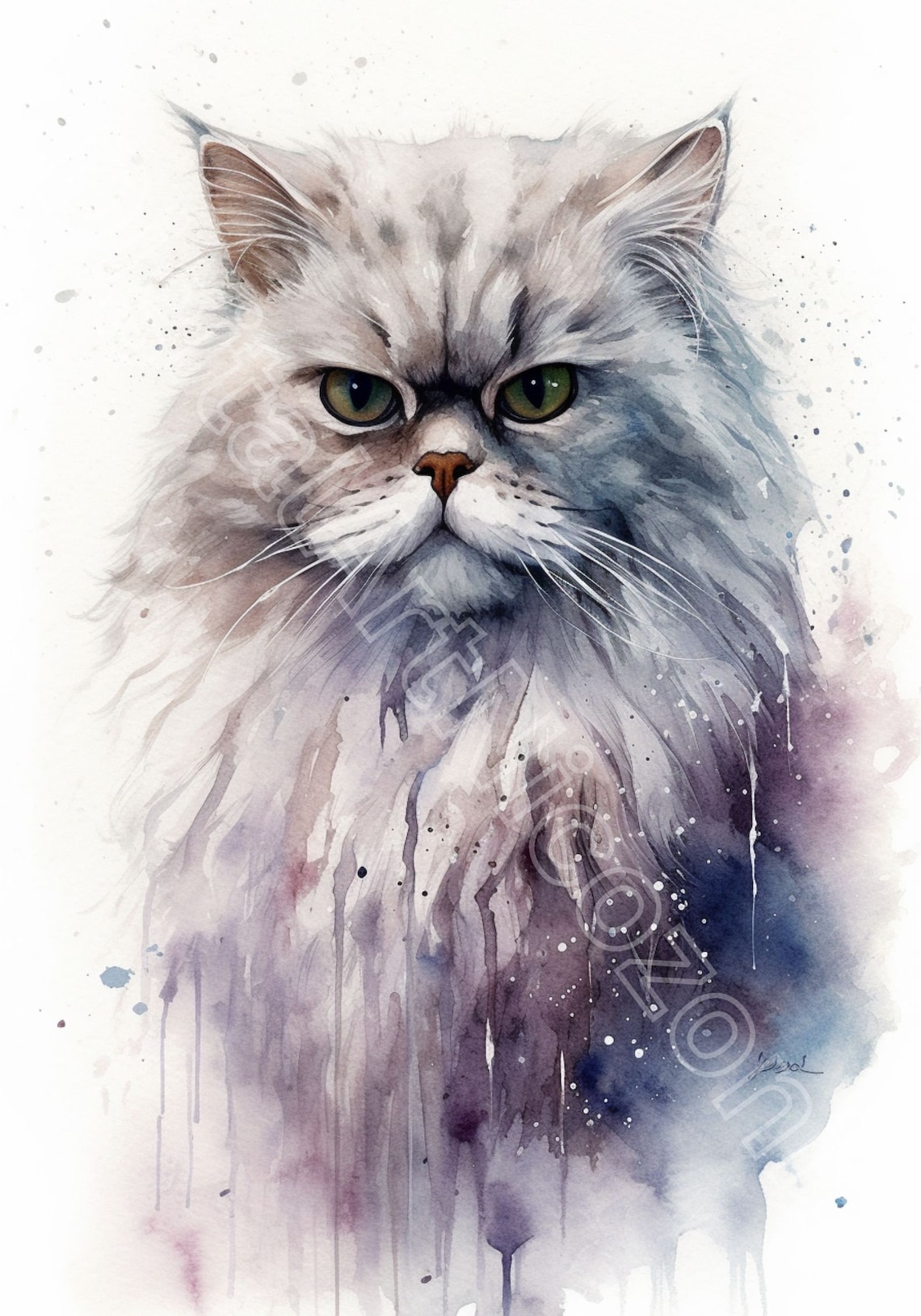 AI Art Professional Midjourney Prompt for Watercolor Cat - Etsy