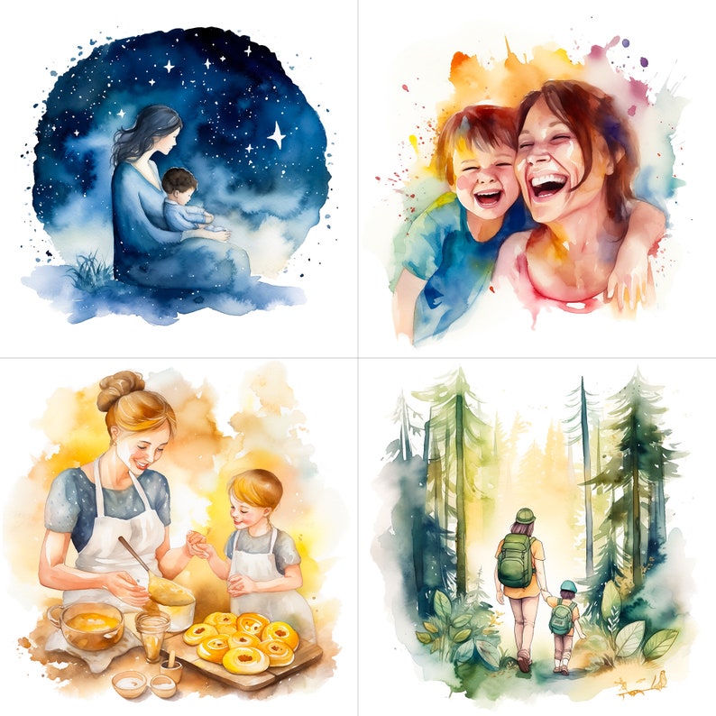 Mother's Day Clipart Watercolor Bundle for Mother's Day Watercolor ...