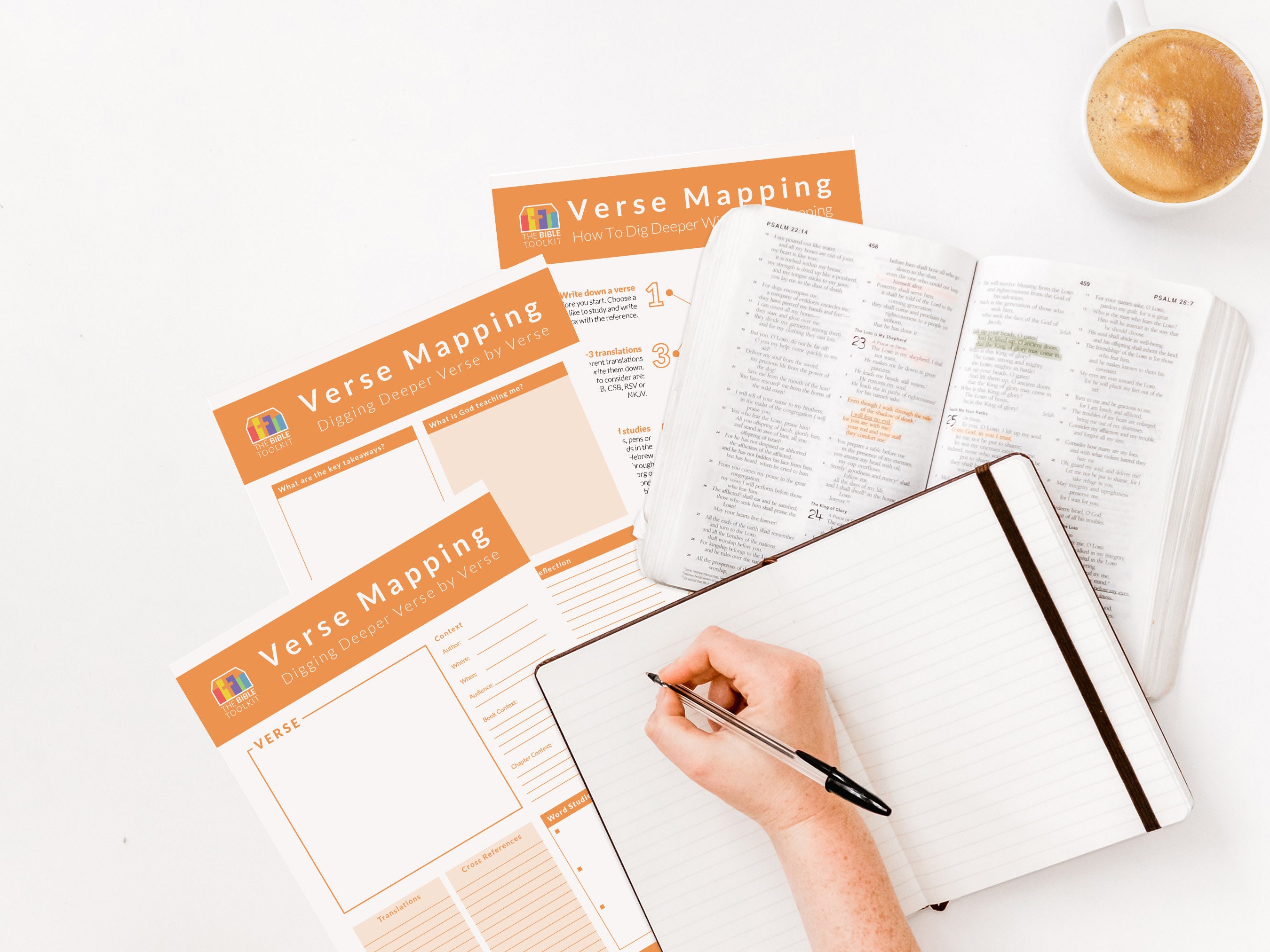 Orange Bible Verse Mapping Template Printable, Bible Study Guide for ...