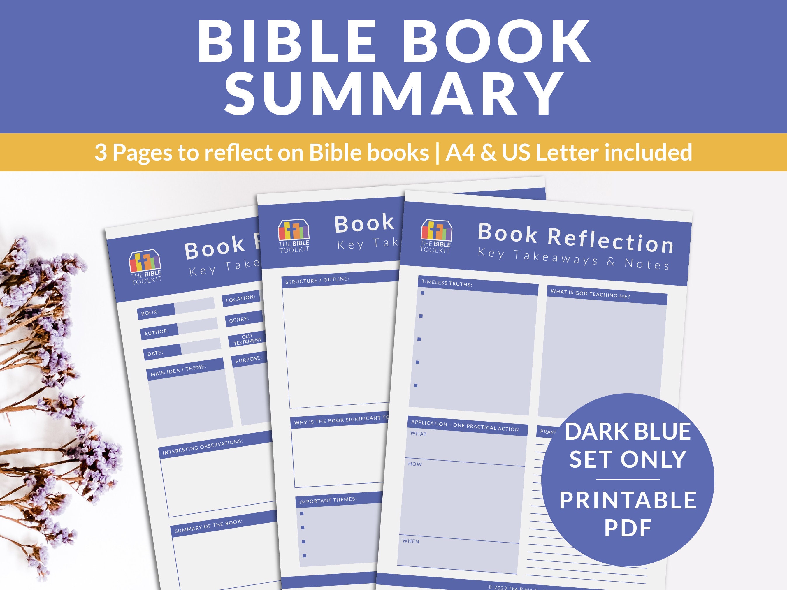 Blue Bible Book Summary Template, Scripture Writing Sheet, Daily ...