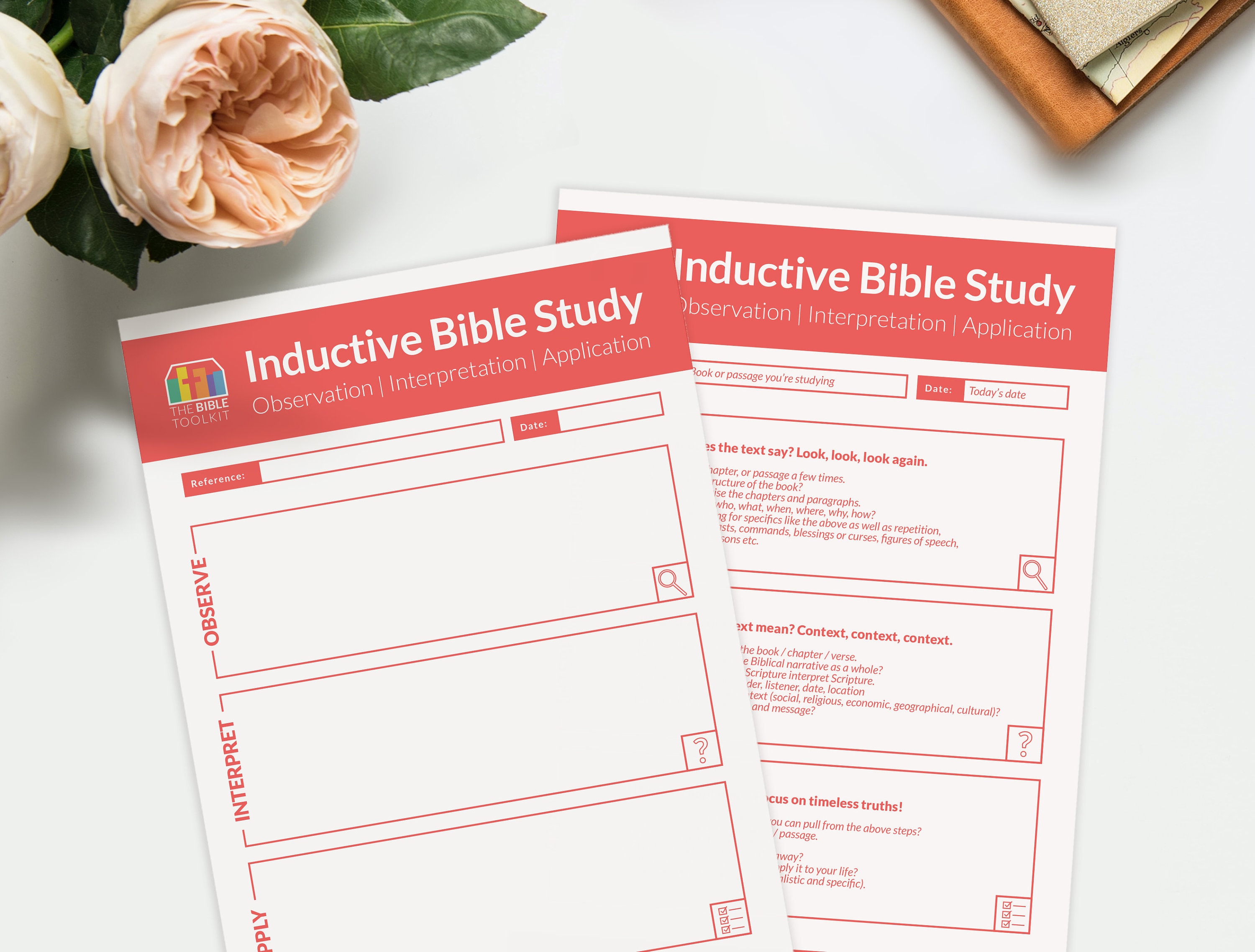 Red Inductive Bible Study Template Printable, Guide for Beginners ...