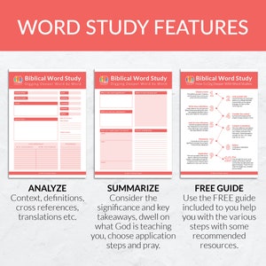 Biblical Word Study Worksheet Template Bundle, Printable Bible Study ...