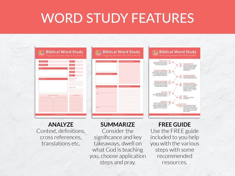 Biblical Word Study Worksheet Template Bundle, Printable Bible Study ...