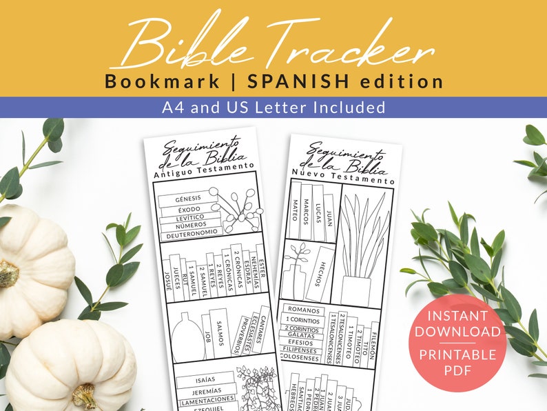 SPANISH Printable Bible Bookshelf Reading Tracker, Books of the Bible ...
