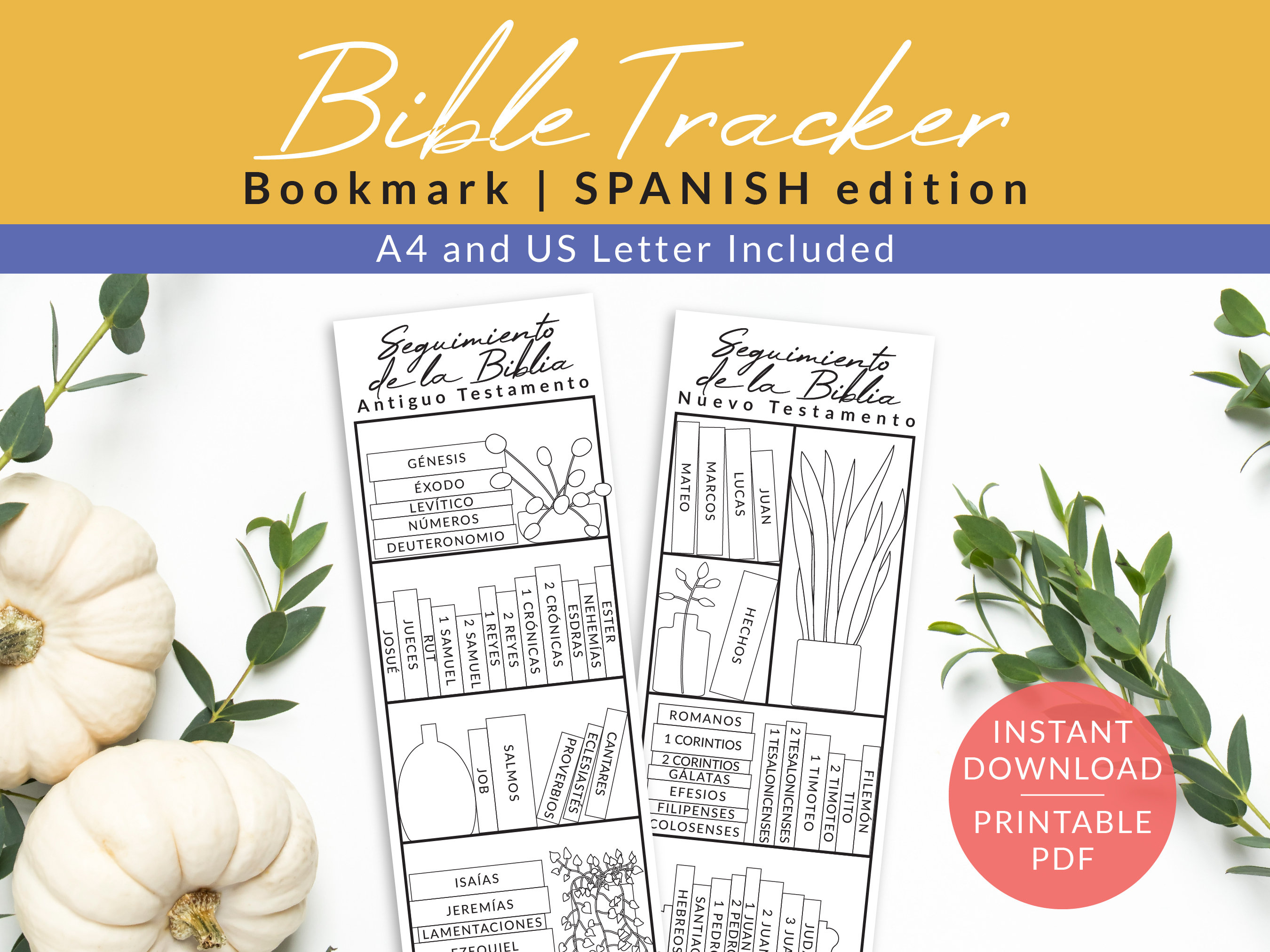 SPANISH Printable Bible Bookshelf Reading Tracker, Books of the Bible ...