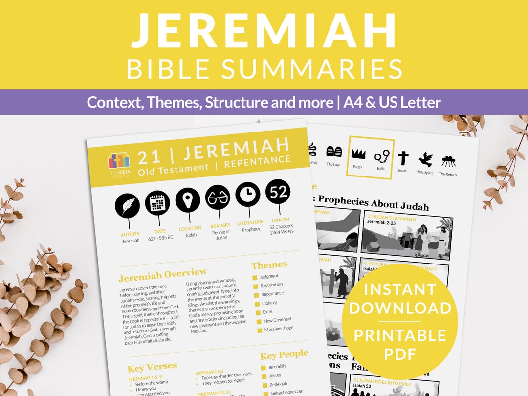 Jeremiah Bible Study Notes Printable Scripture Cheat Sheets Old ...