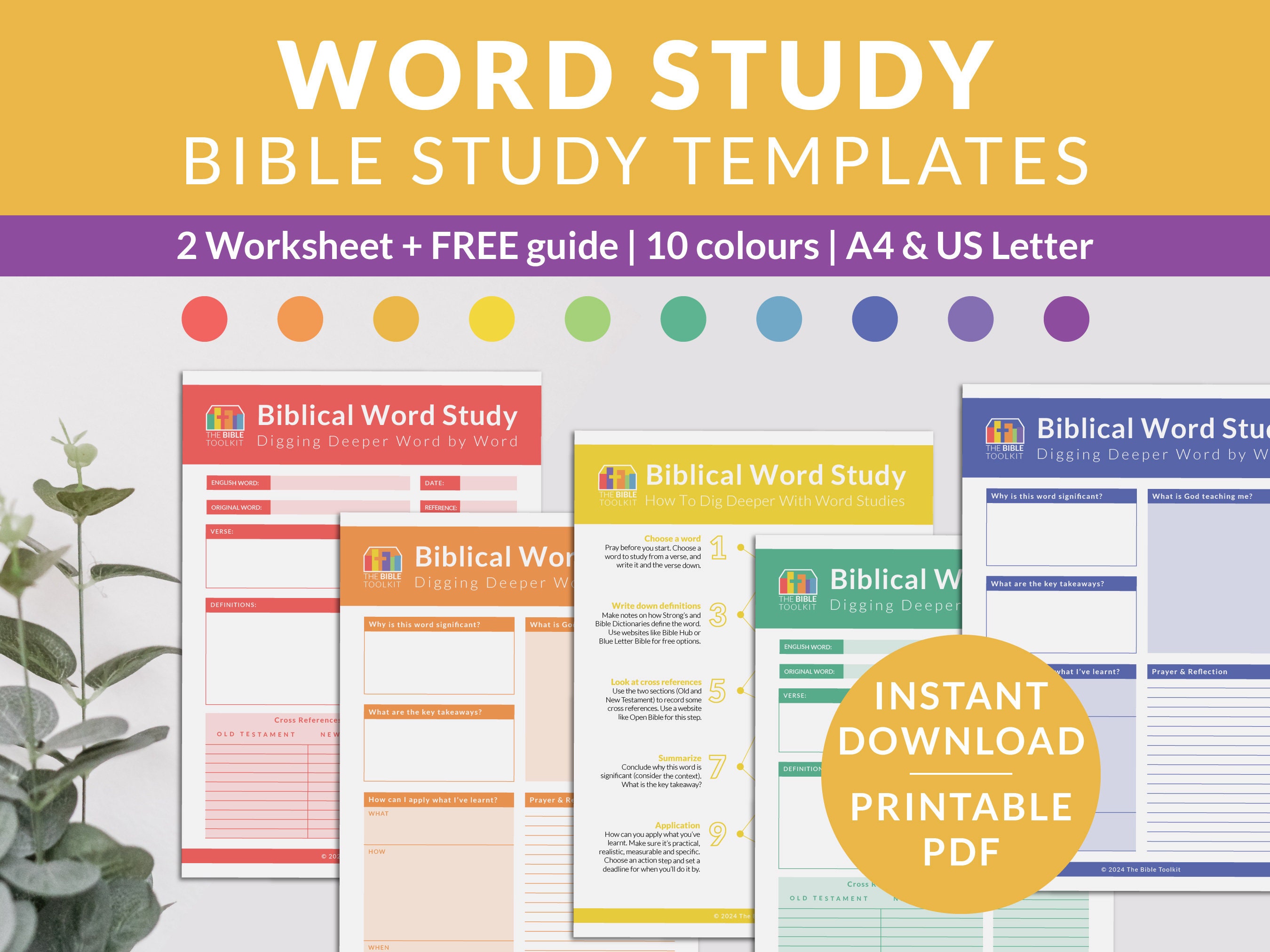Biblical Word Study Worksheet Template Bundle, Printable Bible Study ...