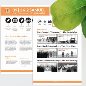 1 & 2 Samuel Printable Bible Cheat Sheet, Old Testament Summaries ...