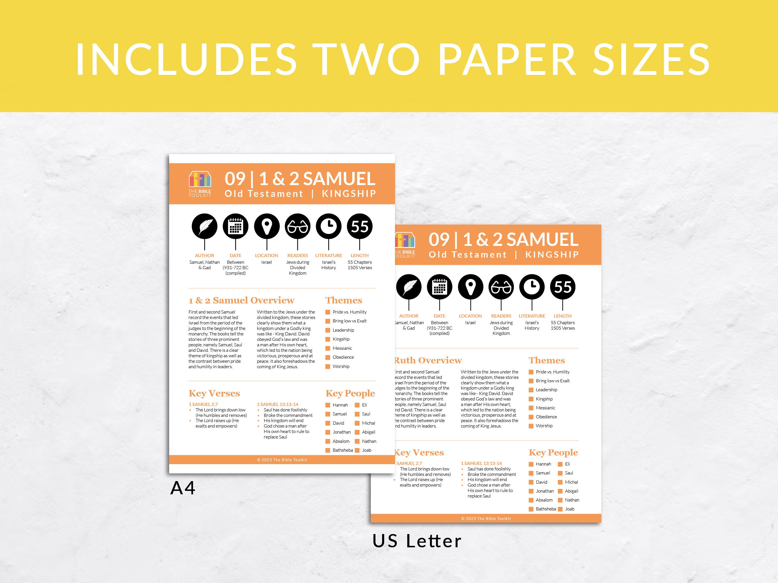 1 & 2 Samuel Printable Bible Cheat Sheet, Old Testament Summaries ...