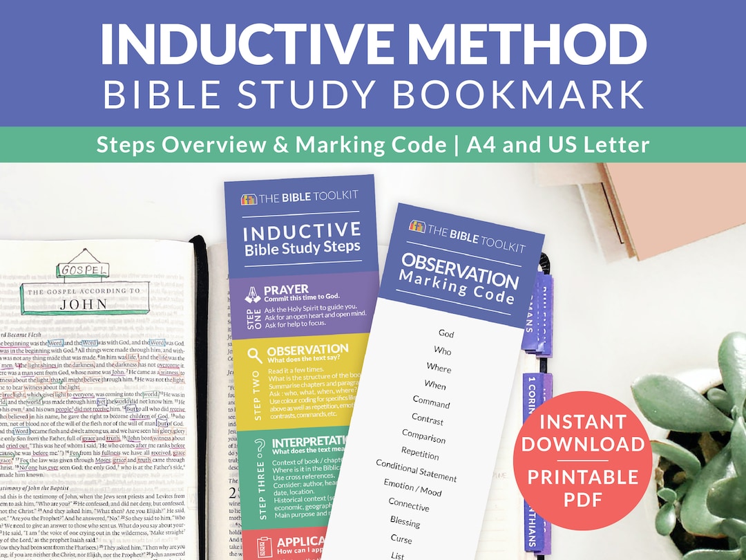 Printable Inductive Bible Study Bookmark, Scripture Color Code Legend ...