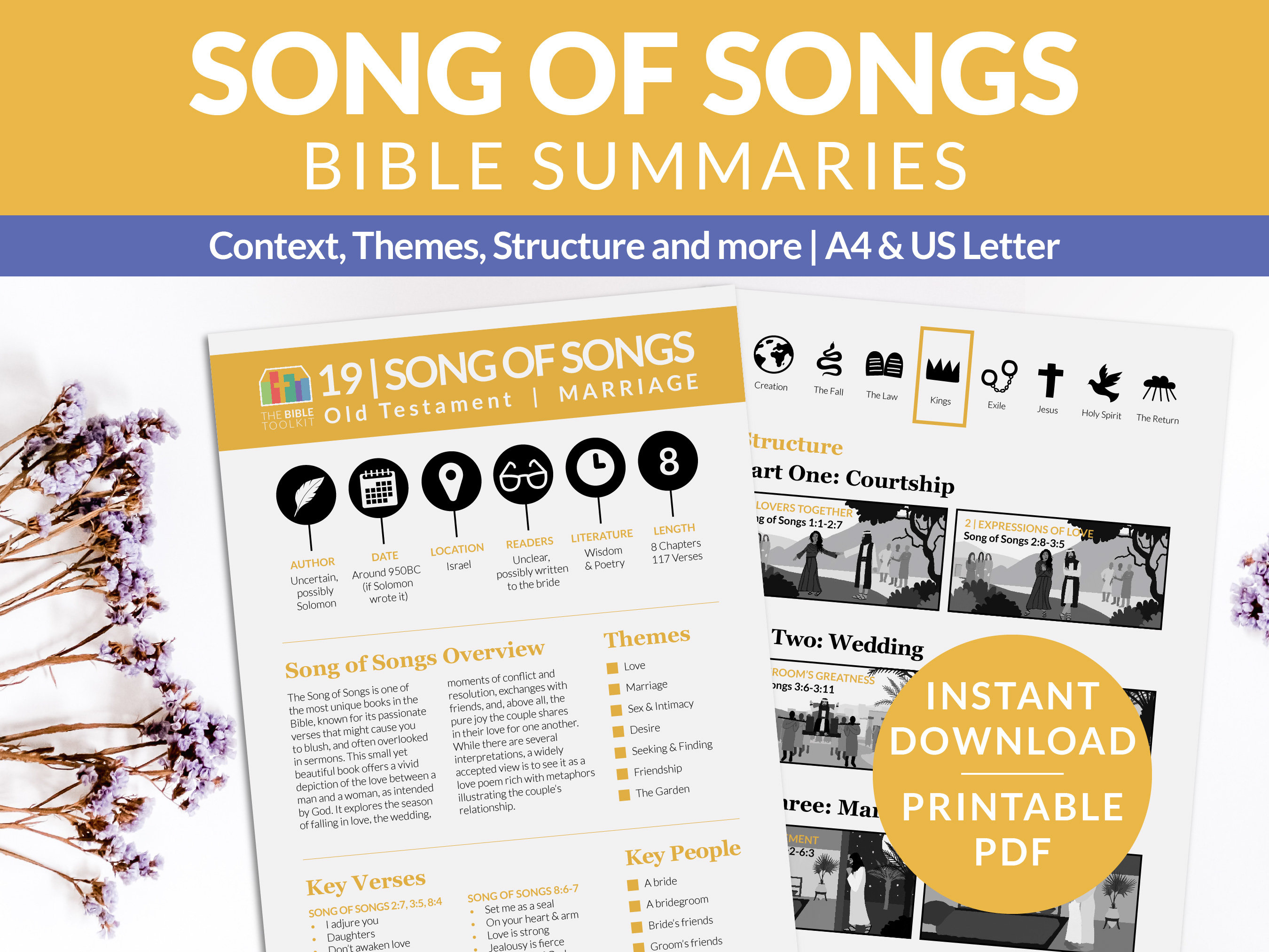 Song of Songs Printable Bible Notes, Old Testament Books of the Bible ...