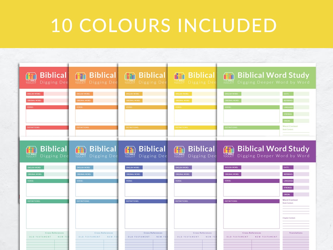 Biblical Word Study Worksheet Template Bundle, Printable Bible Study ...