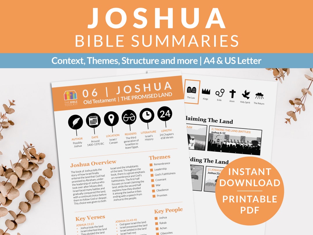 Joshua Printable Bible Breakdown, Old Testament Cheat Sheets, Books of ...