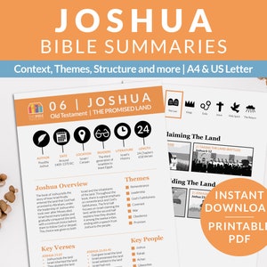 Joshua Printable Bible Breakdown, Old Testament Cheat Sheets, Books of ...