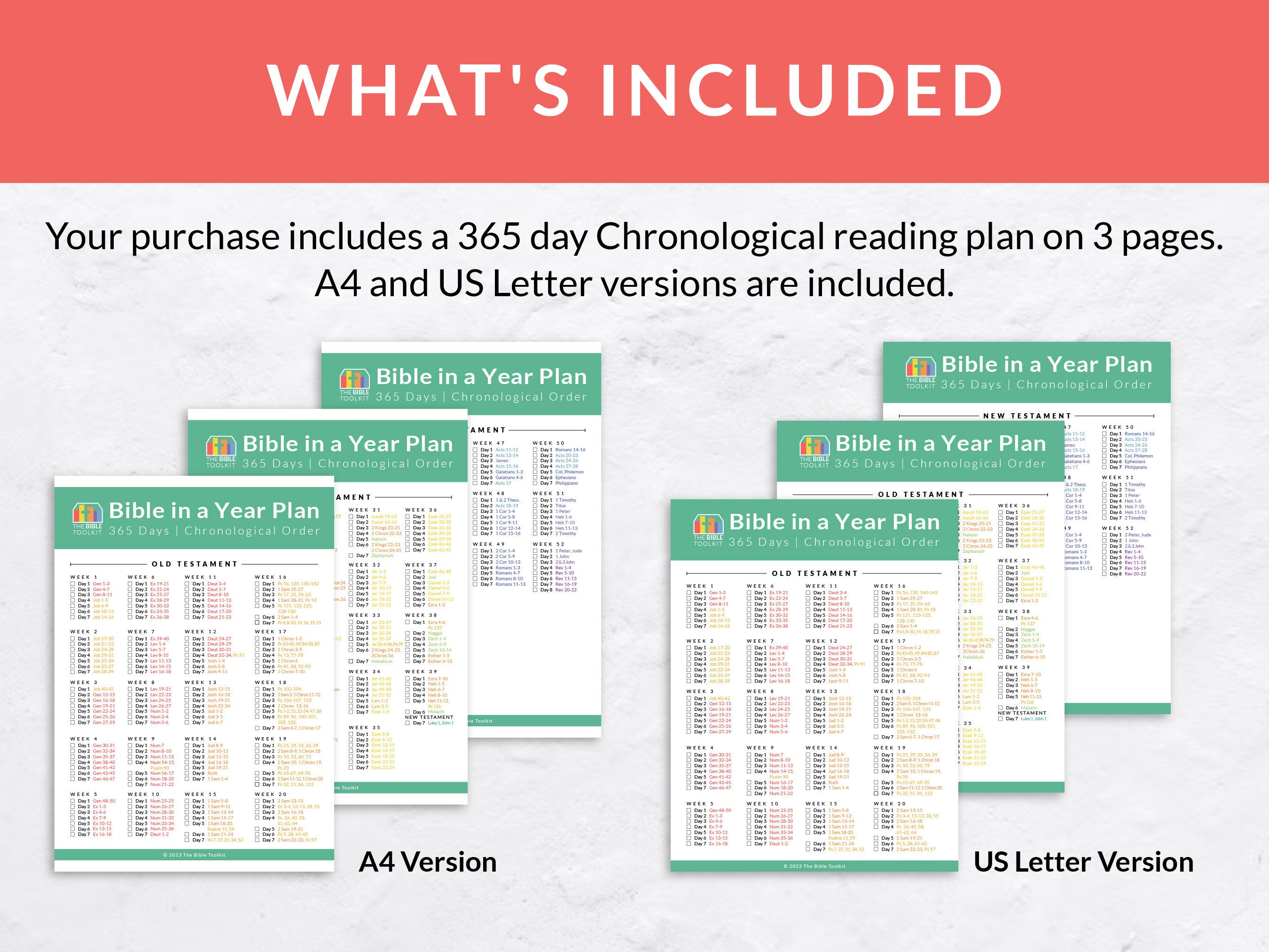 Chronological Bible in a Year Reading Plan Undated, Printable Scripture ...