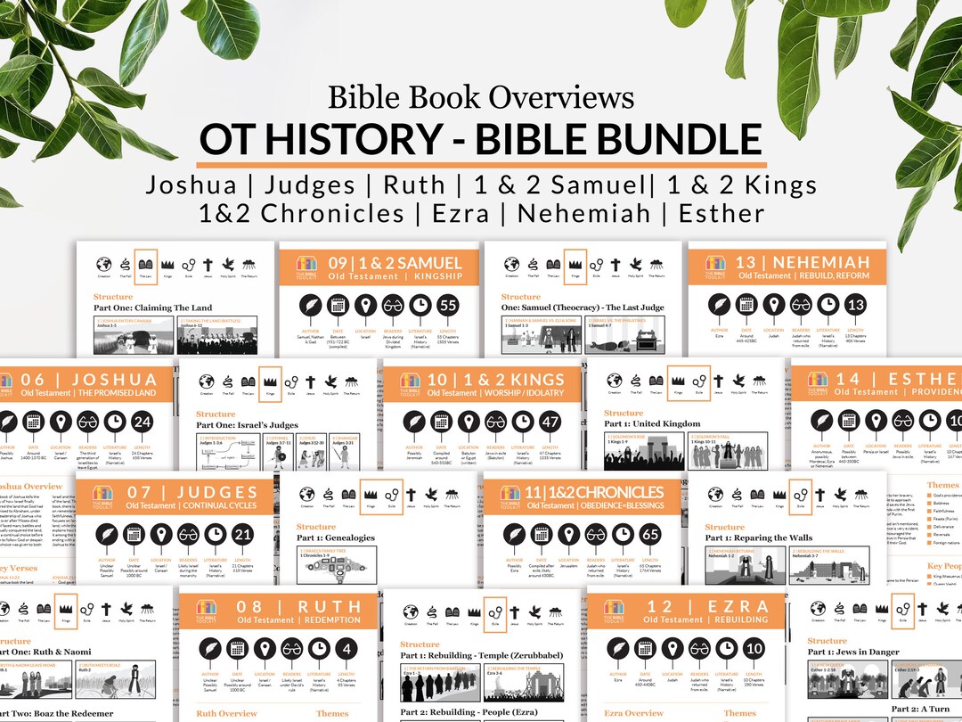 History Bible Books Summary Sheets for Visual Learners, Scripture Notes ...