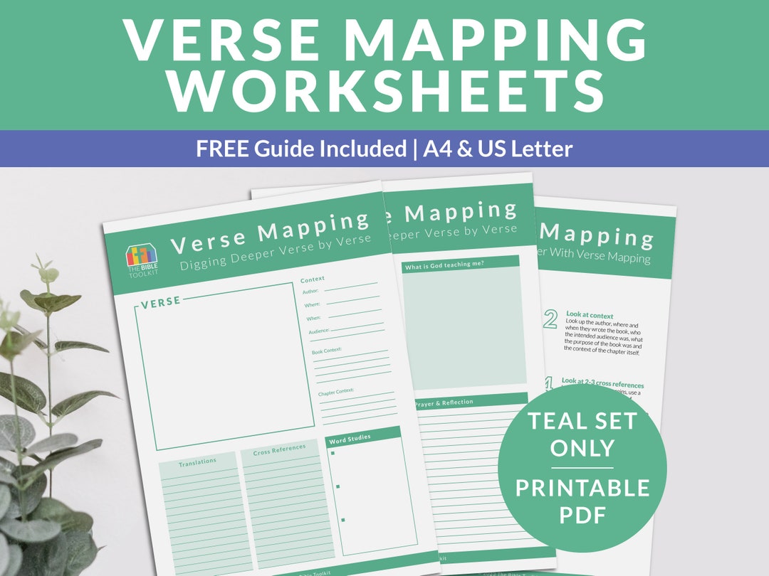 Teal Bible Verse Mapping Template Printable, Bible Study Guide for ...