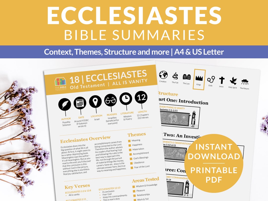 Ecclesiastes Printable Bible Breakdown, Old Testament Books of the ...