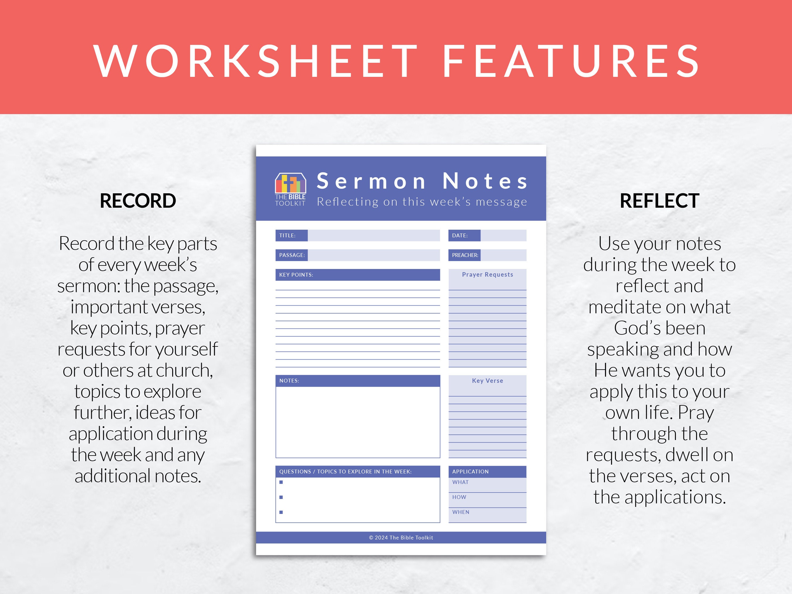 Blue Sermon Notes Template Printable Scripture Writing Worksheet Bible ...