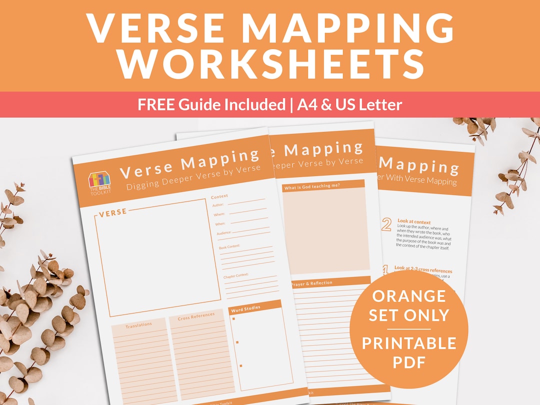 Orange Bible Verse Mapping Template Printable, Bible Study Guide for ...