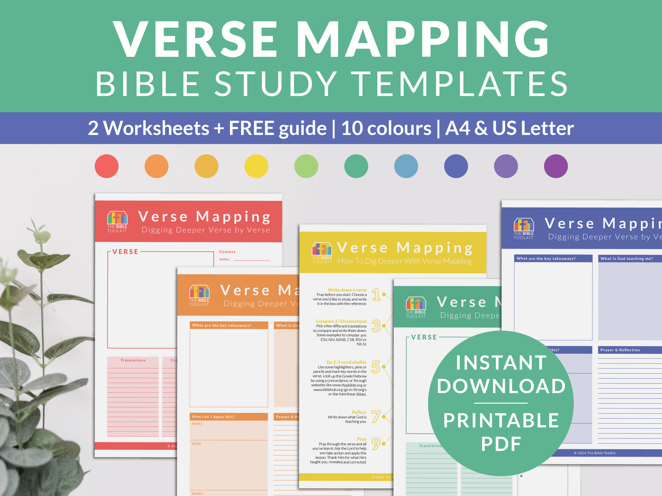 Verse Mapping Bible Study Template Bundle, James Method Printable, Christian Daily Devotional ...