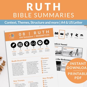 Ruth Printable Bible Summary Cheat Sheet, Old Testament Books of the ...