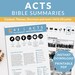 Acts Bible Book Summary Printable New Testament Bible Study Guide ...