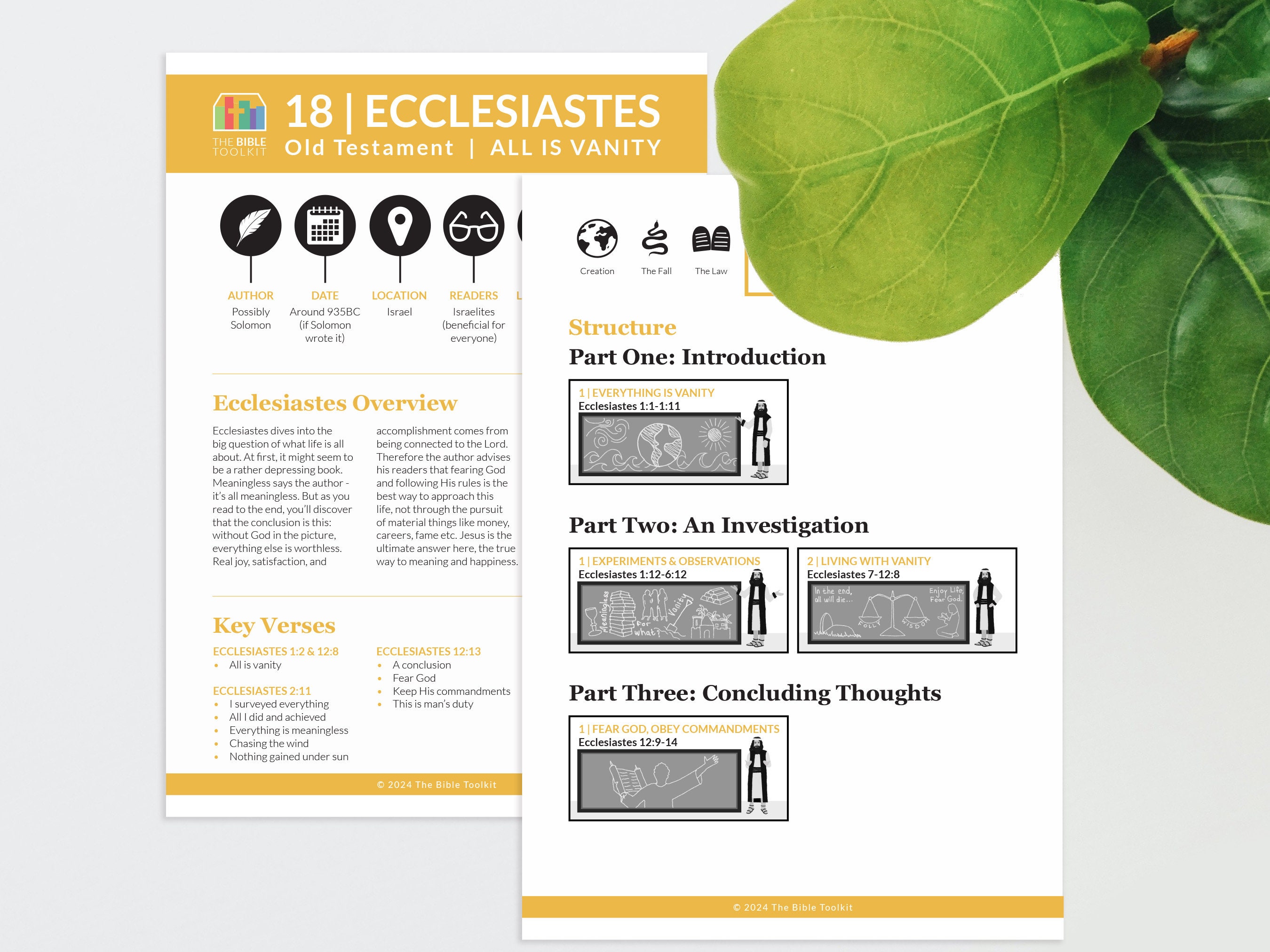Ecclesiastes Printable Bible Breakdown, Old Testament Books of the ...