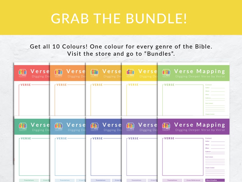Yellow Bible Verse Mapping Template Printable, Bible Study Guide for ...