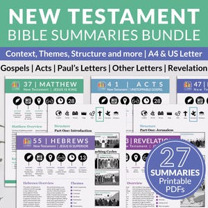 New Testament Bible Book Summaries Bundle, Christian Study Tools ...