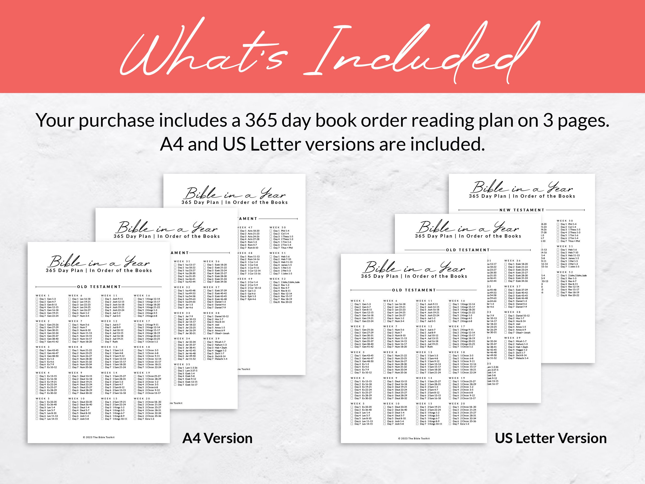 Bible in a Year Reading Plan Books Order Undated, Printable Scripture ...