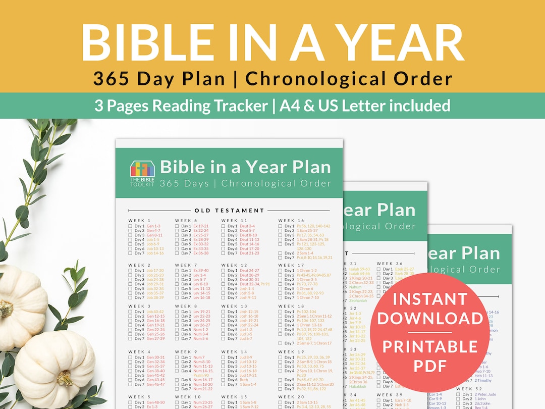 Chronological Bible in a Year Reading Plan Undated, Printable Scripture ...