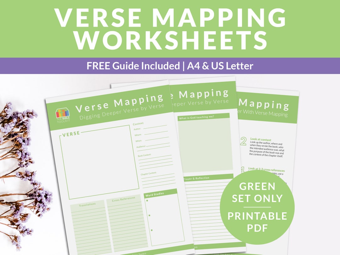 Green Bible Verse Mapping Template Printable, Bible Study Guide for ...