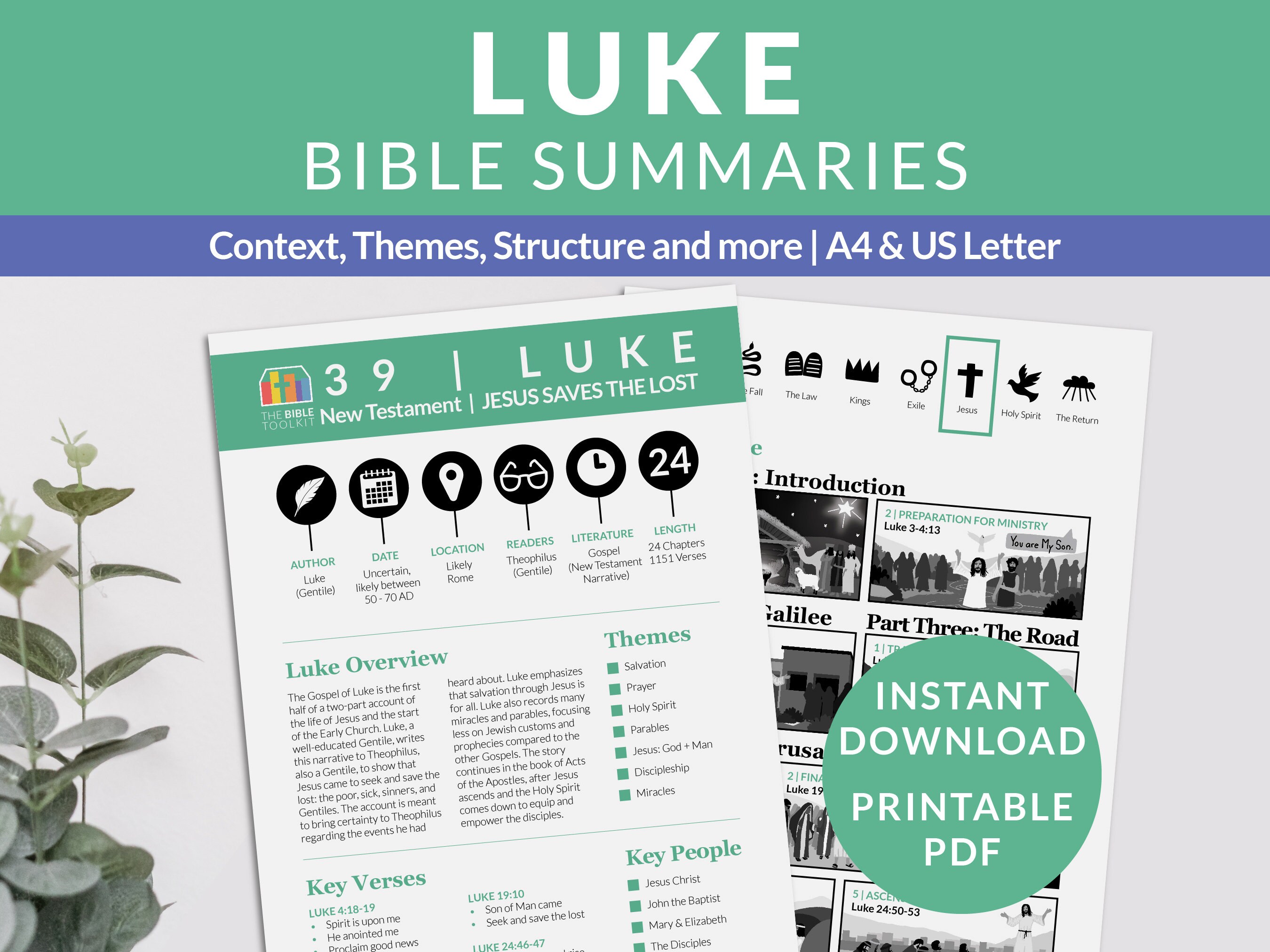 Luke Bible Book Summary Printable New Testament Bible Study Guide ...