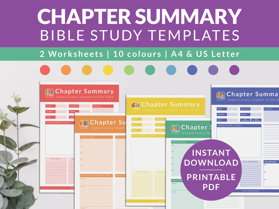 Chapter Summary Bible Study Template Bundle, Scripture Writing ...