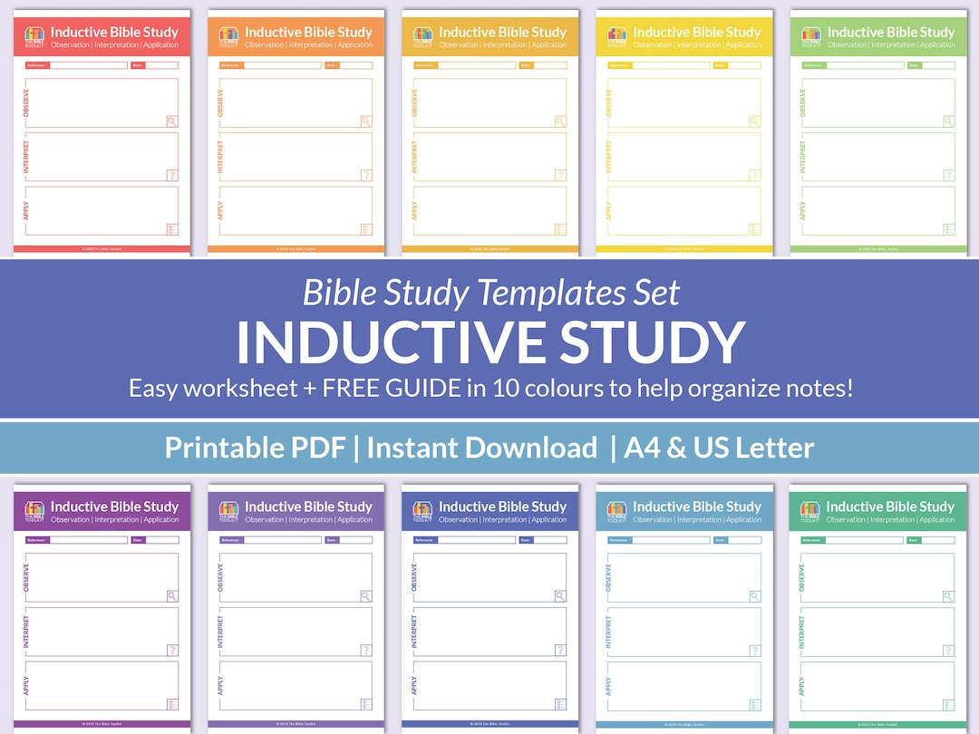 Inductive Bible Study Worksheet Template Bundle, Printable Bible Study ...