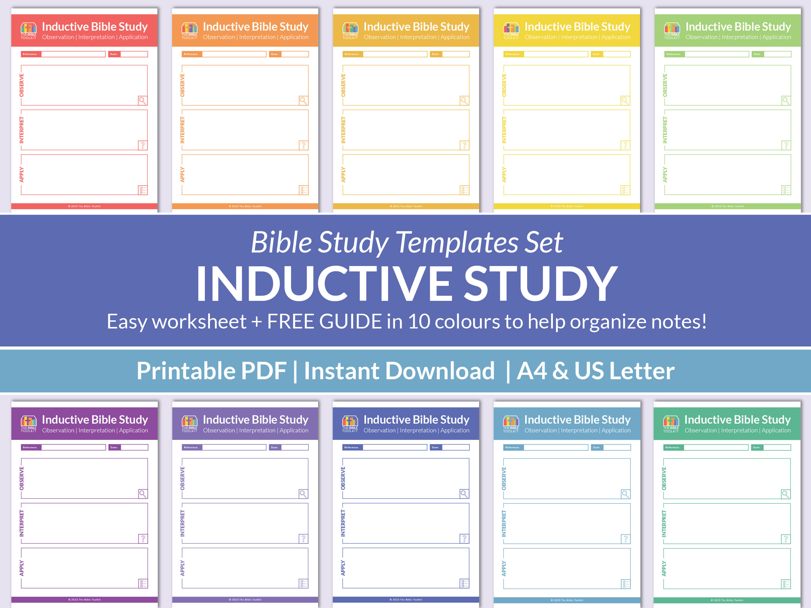 Inductive Bible Study Worksheet Template Bundle, Printable Bible Study ...