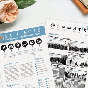 Acts Bible Book Summary Printable New Testament Bible Study Guide ...