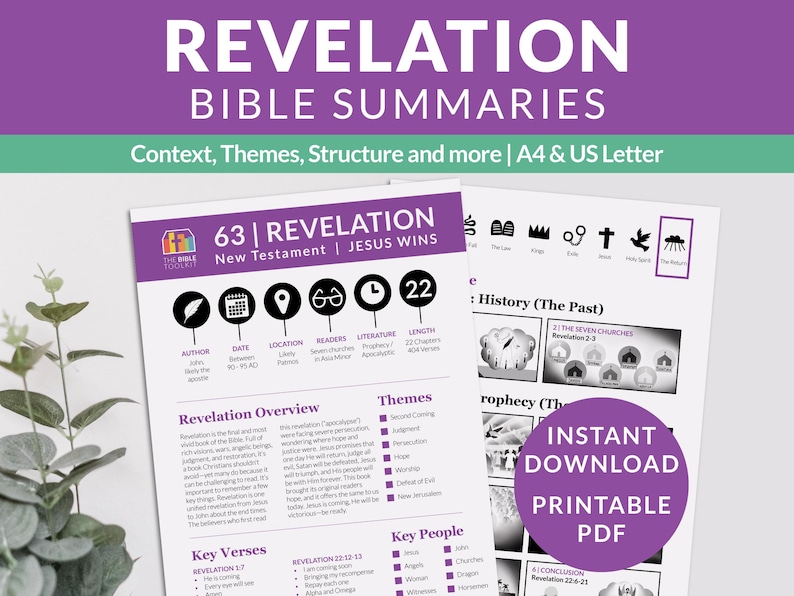 Revelation Bible Summary Printable New Testament Bible Study Guide ...