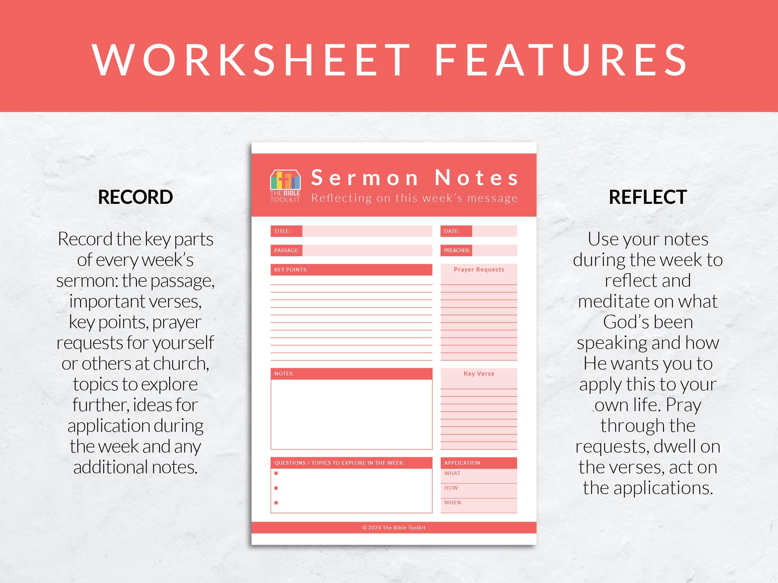 Red Sermon Notes Template Printable Scripture Writing Worksheet Bible ...