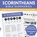 1 Corinthians Bible Book Summary Printable New Testament Bible Study ...