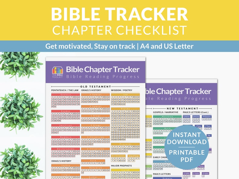 Printable Bible Reading Tracker, Track Chapters, Quiet Time Tool ...