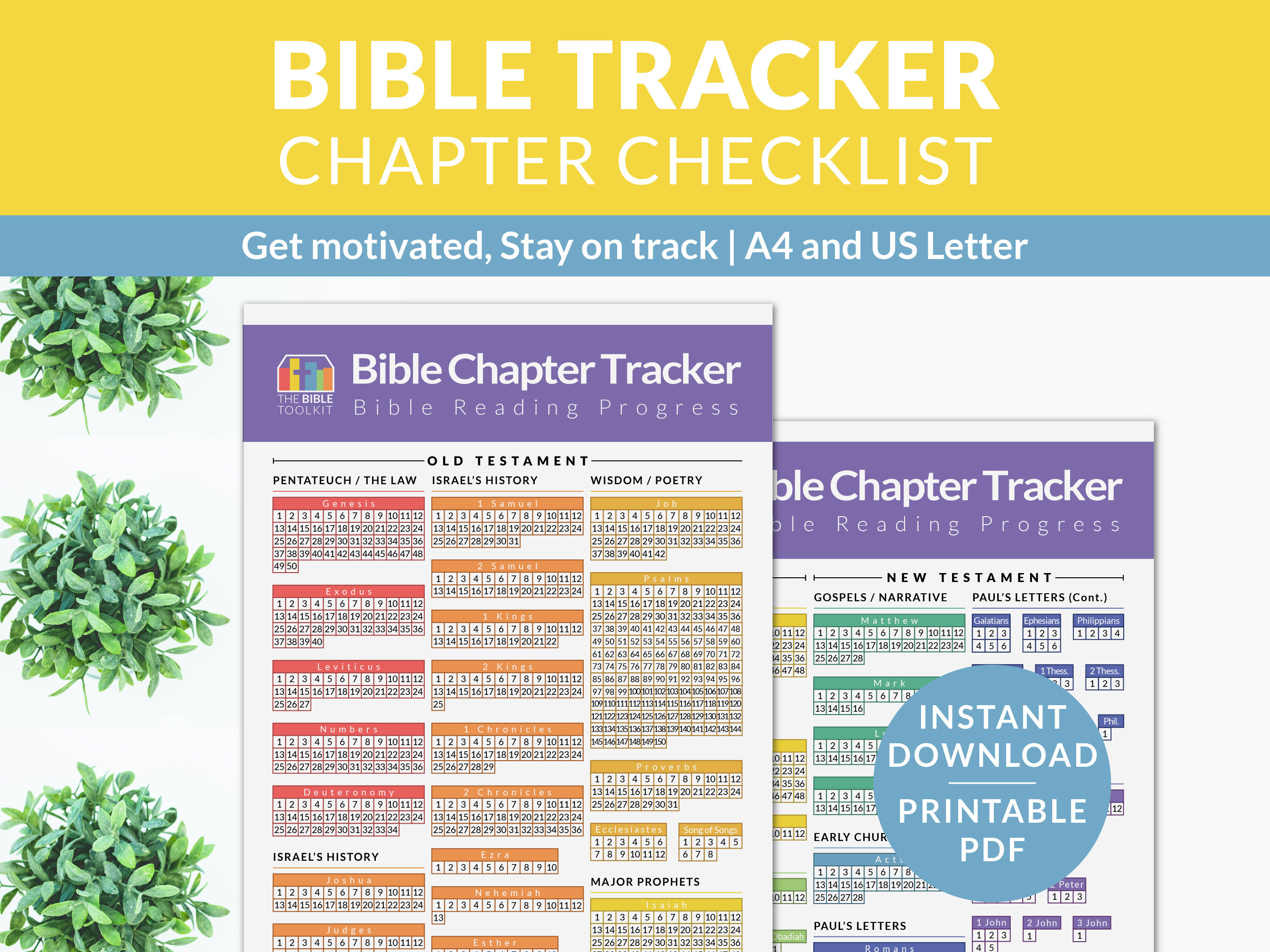 Printable Bible Reading Tracker, Track Chapters, Quiet Time Tool ...