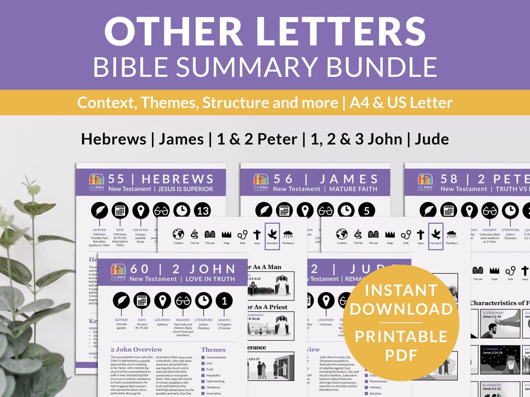 Books of the Bible Summaries Other Letters Bundle Printable Scripture ...