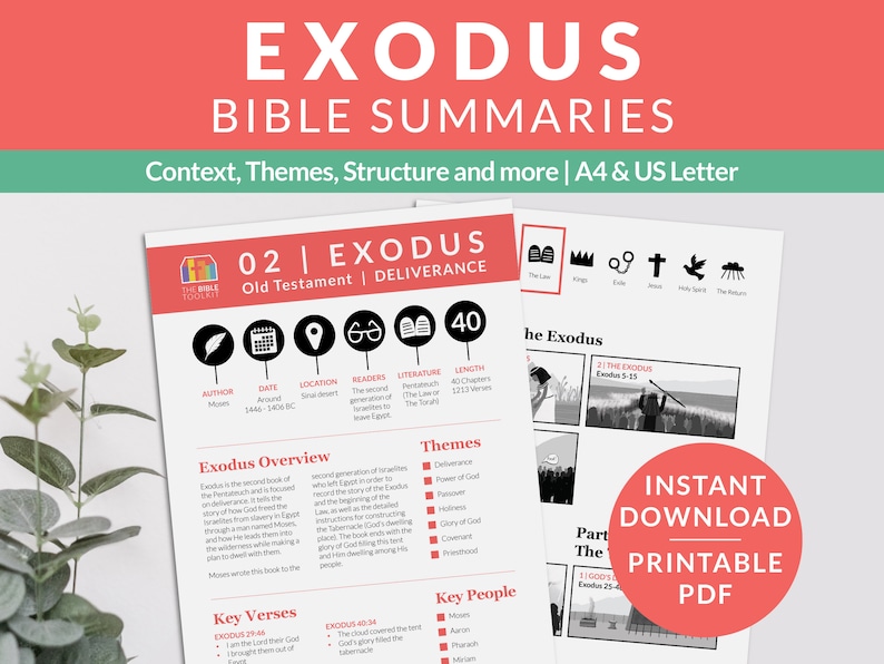 Exodus Printable Bible Cheat Sheets, Old Testament Breakdowns Books of ...