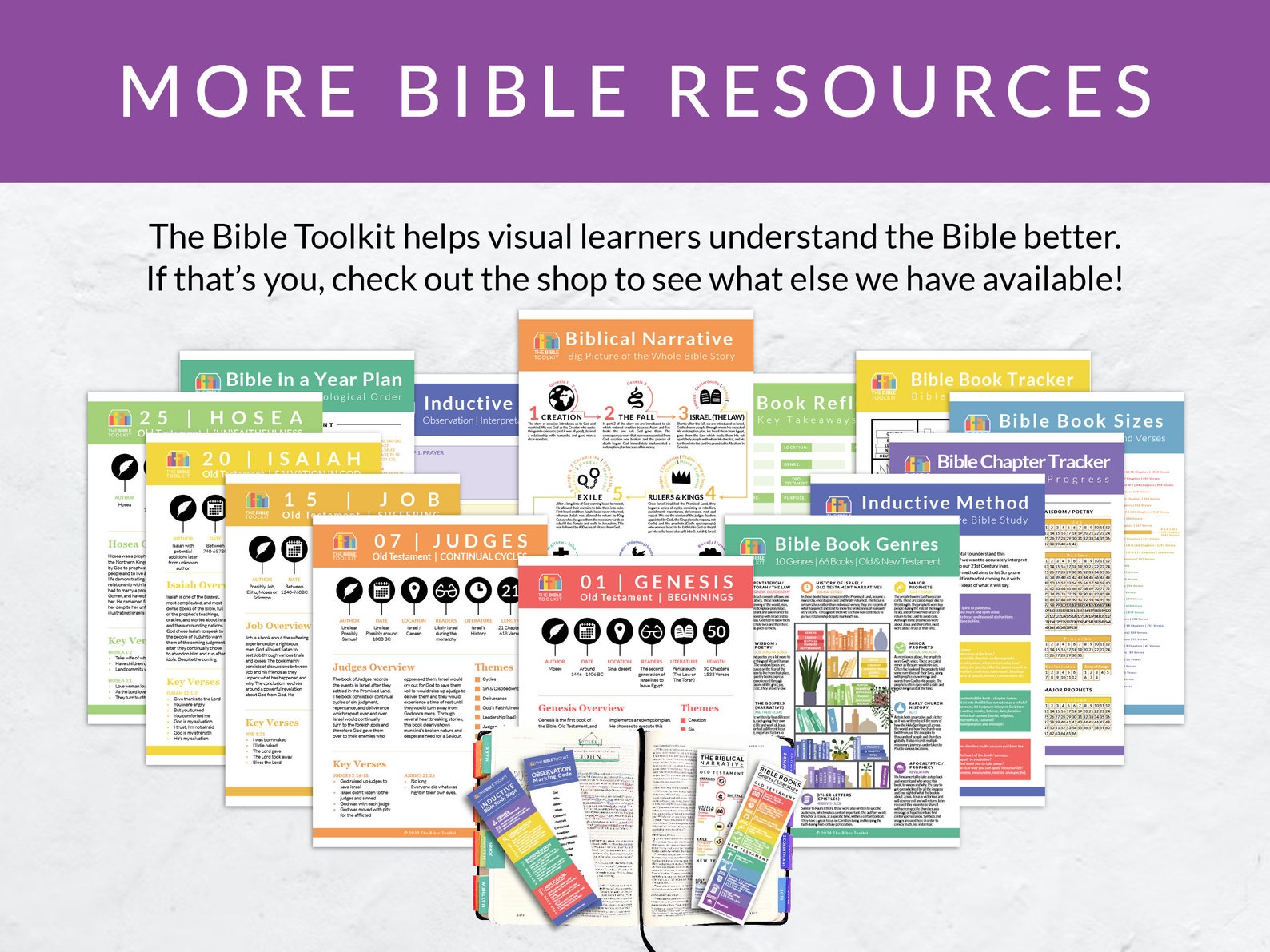 Printable Overview Bible Study Bundle, Biblical Genres Color Coded, Big ...