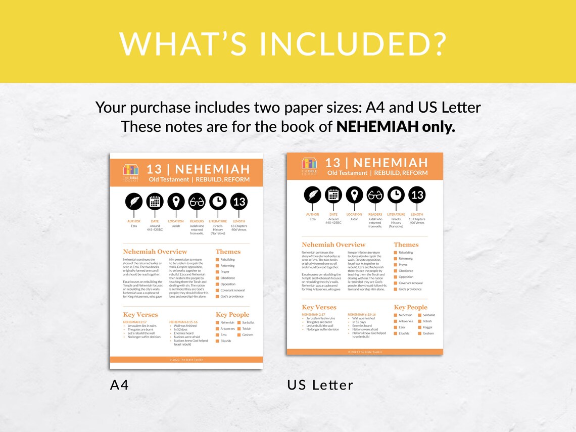 Nehemiah Printable Bible Summaries Cheat Sheet, Old Testament Books of ...