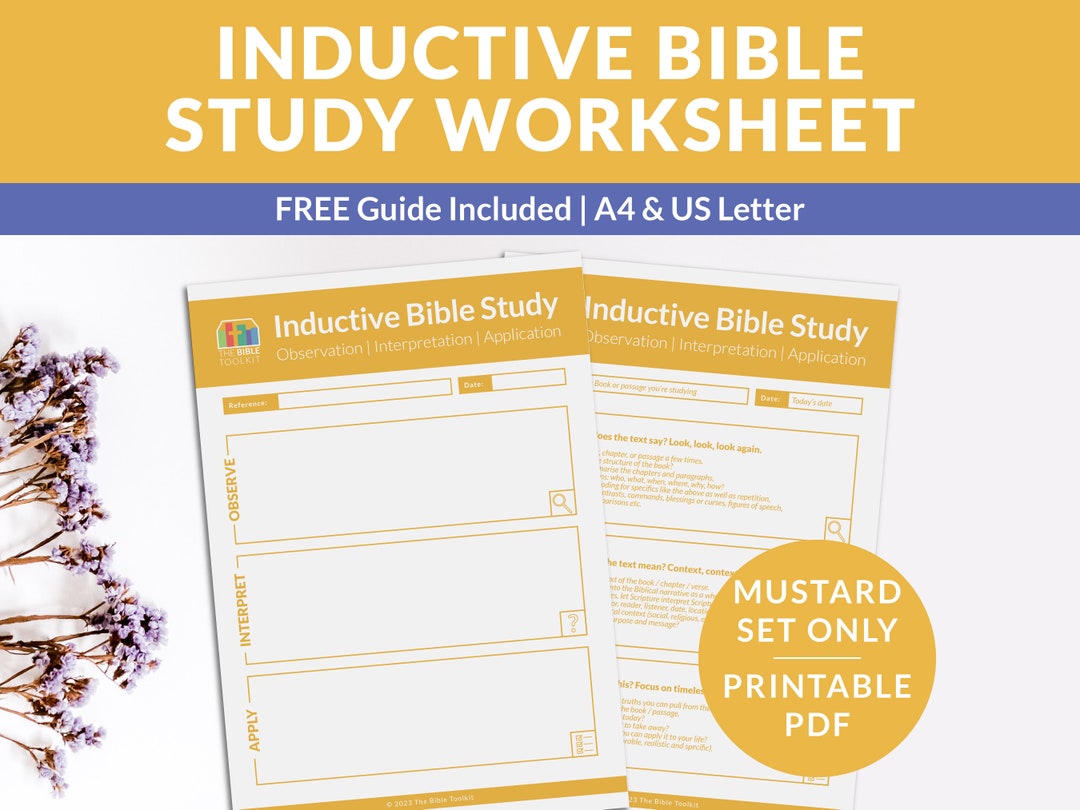 Mustard Inductive Bible Study Template Printable, Guide for Beginners Scripture Worksheet, Women ...