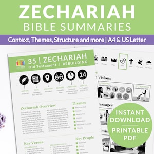 Zechariah Bible Study Guide, Printable Scripture Notes, Old Testament ...