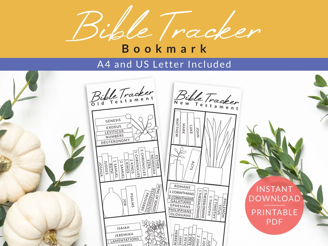 Printable Bible Bookshelf Reading Tracker, Books of the Bible Bookmark ...